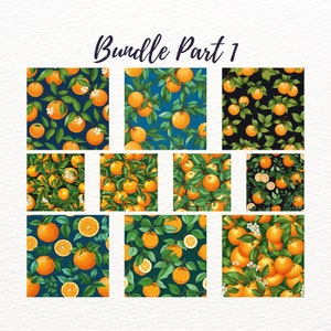 Oranges Seamless Patterns - 20 Citrus Fruit Digital Paper Backgrounds ...