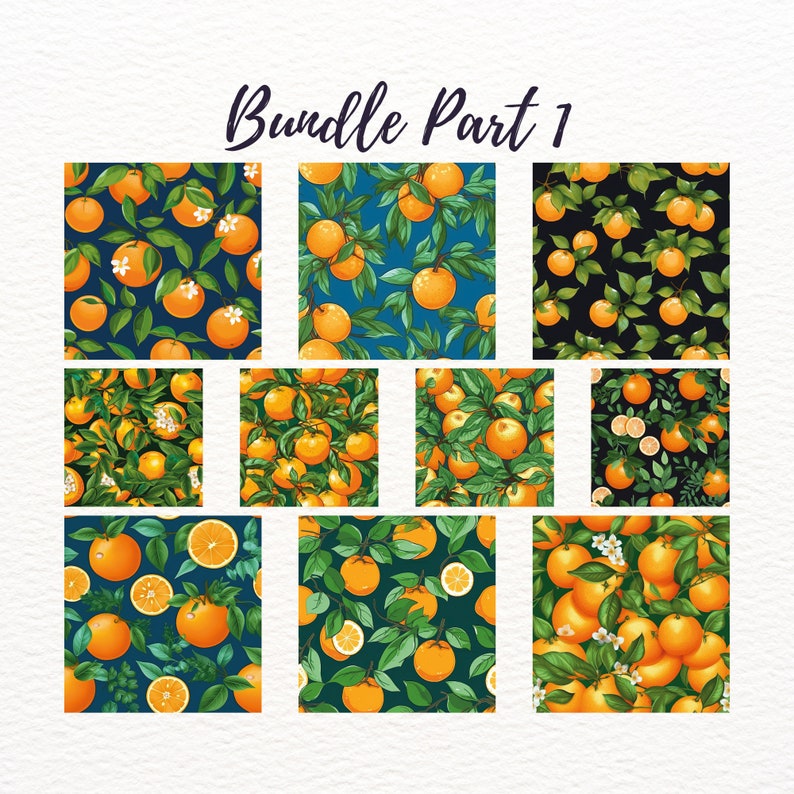 Oranges Seamless Patterns 20 Citrus Fruit Digital Paper Backgrounds ...