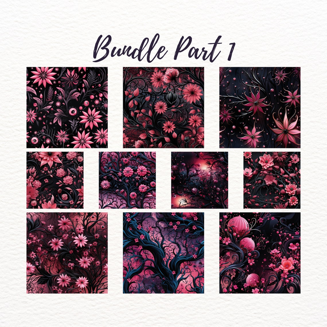 Pink Flower Seamless Pattern 20 PNG Digital Paper for Scrapbooking ...