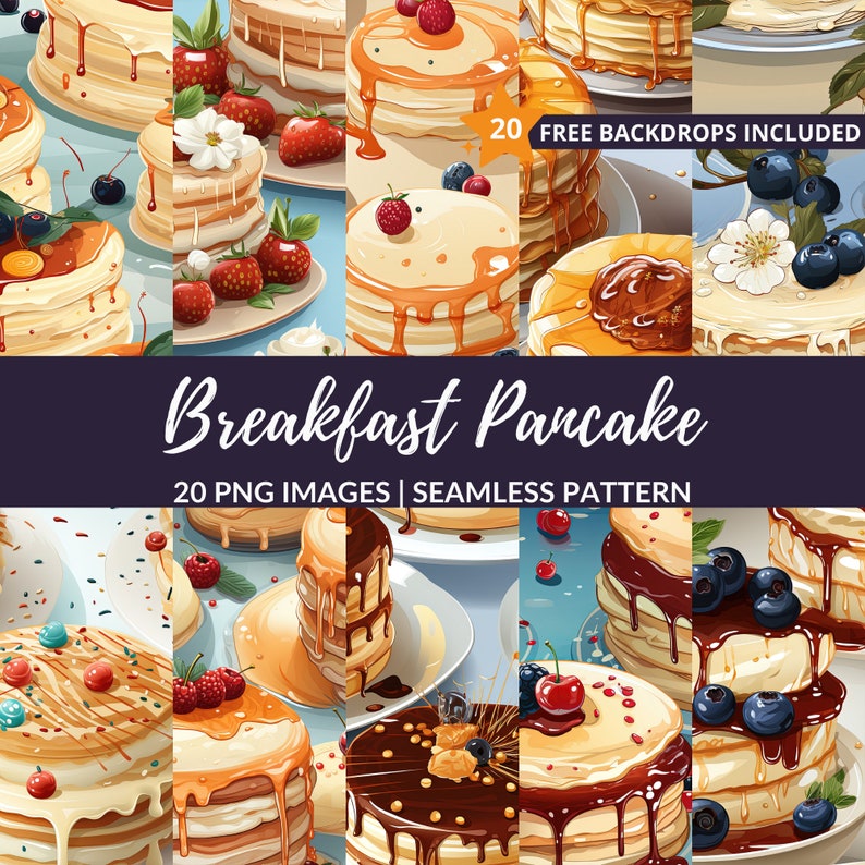 Breakfast Pancake Seamless Pattern - 20 Fluffy Morning Delights for ...