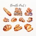 Watercolor Bread Bakery Clipart Bundle 20 Baked Goods Pngs for Culinary ...
