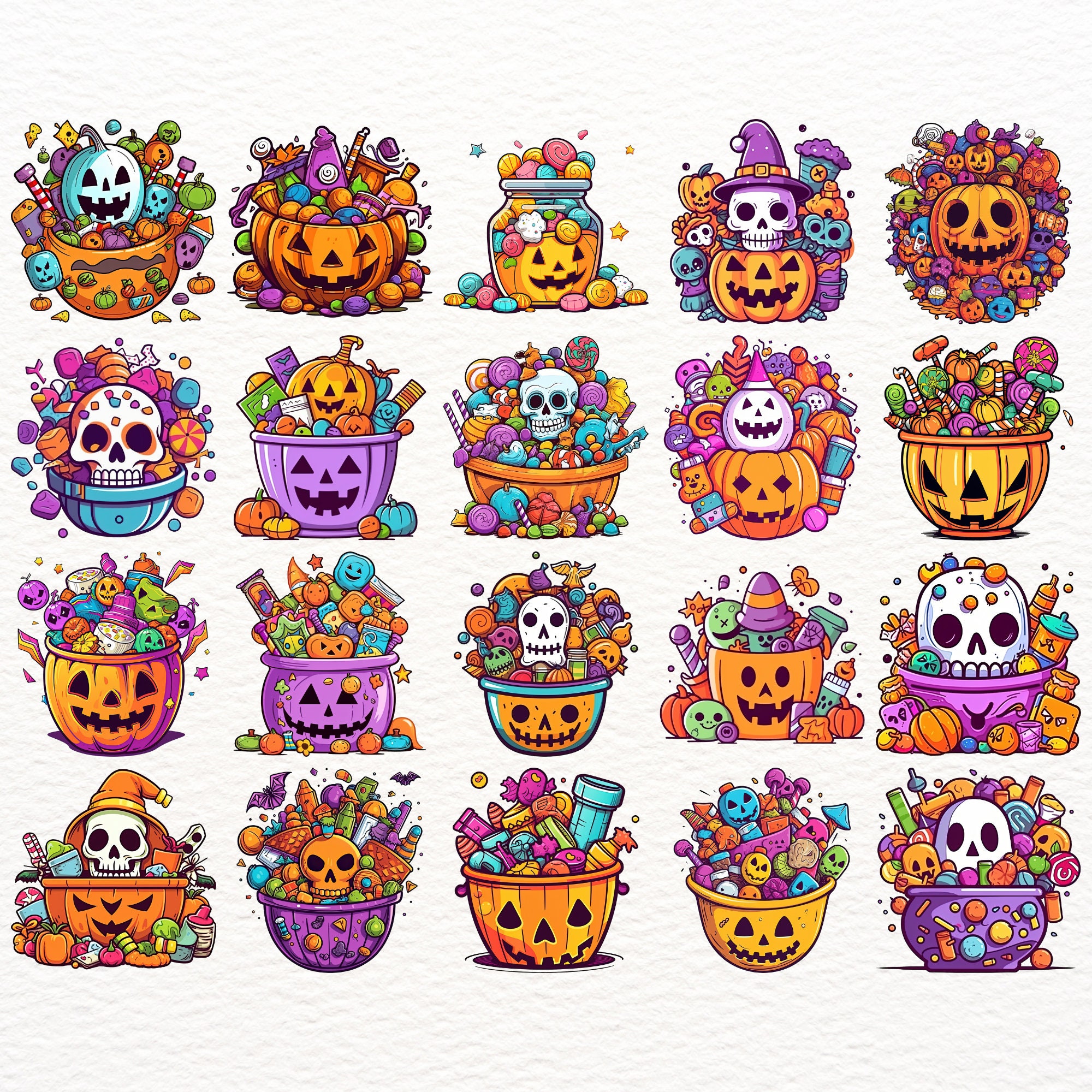 Halloween Candy Bucket Clipart Bundle 20 Halloween Treat Bag - Etsy