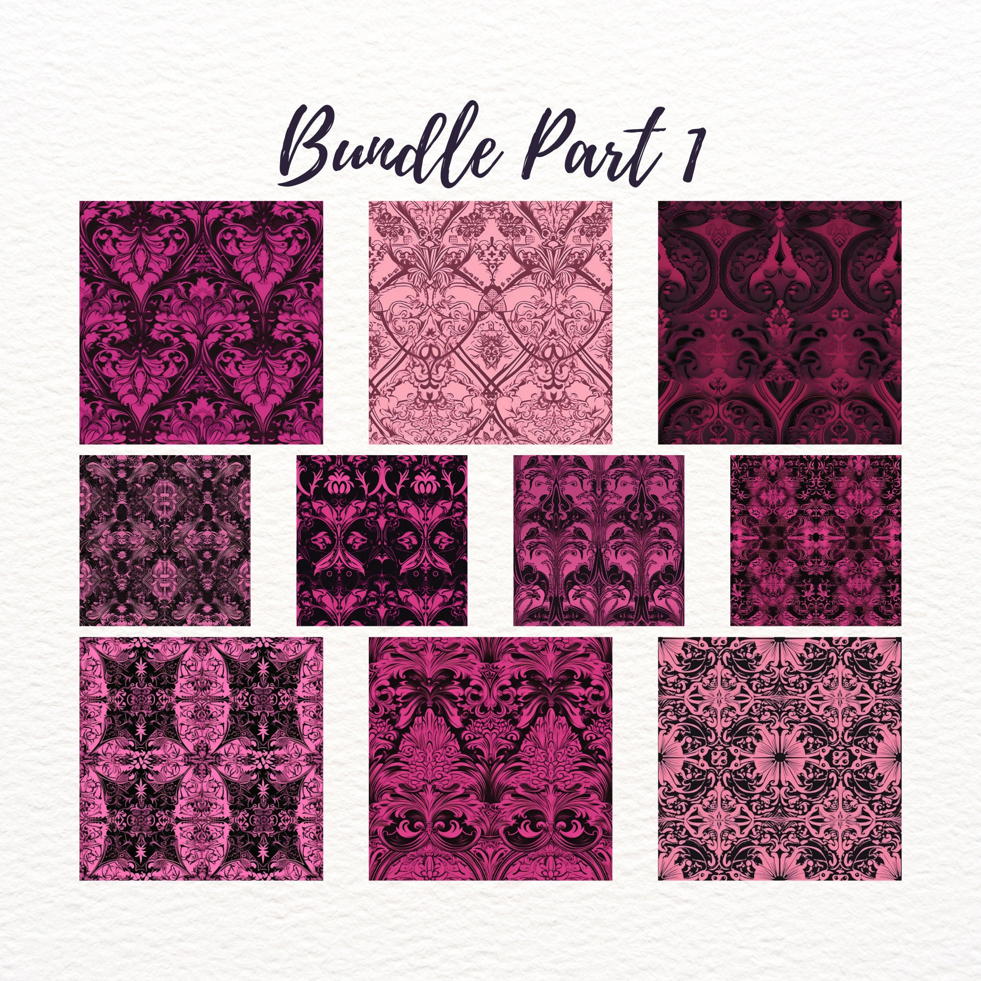 Pink Gothic Seamless Pattern - 20 Printable Pink Textures, Instant ...