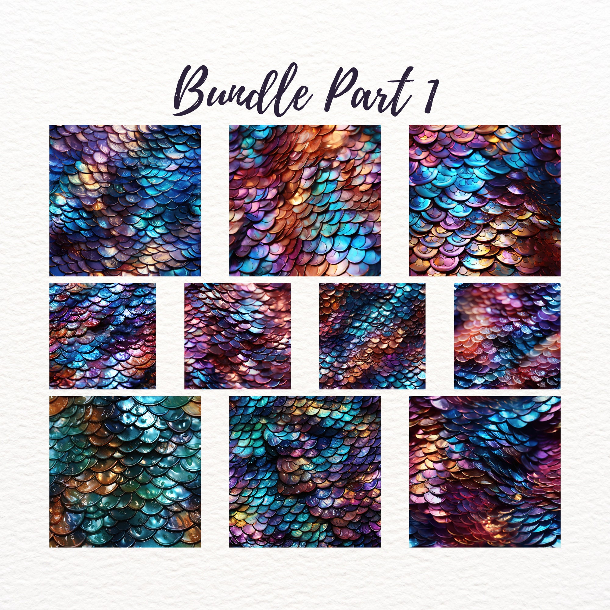 Mermaid Scale Seamless Pattern 20 Magic Glittery Scale PNG Textures ...