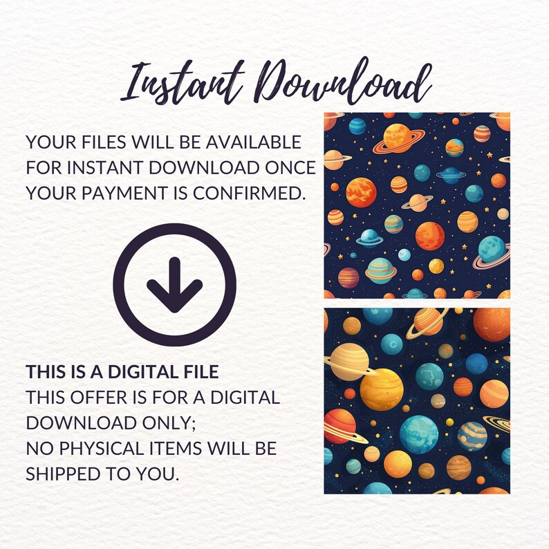 Space Planet Seamless Pattern - 20 Digital Galaxy Paper Backgrounds for ...