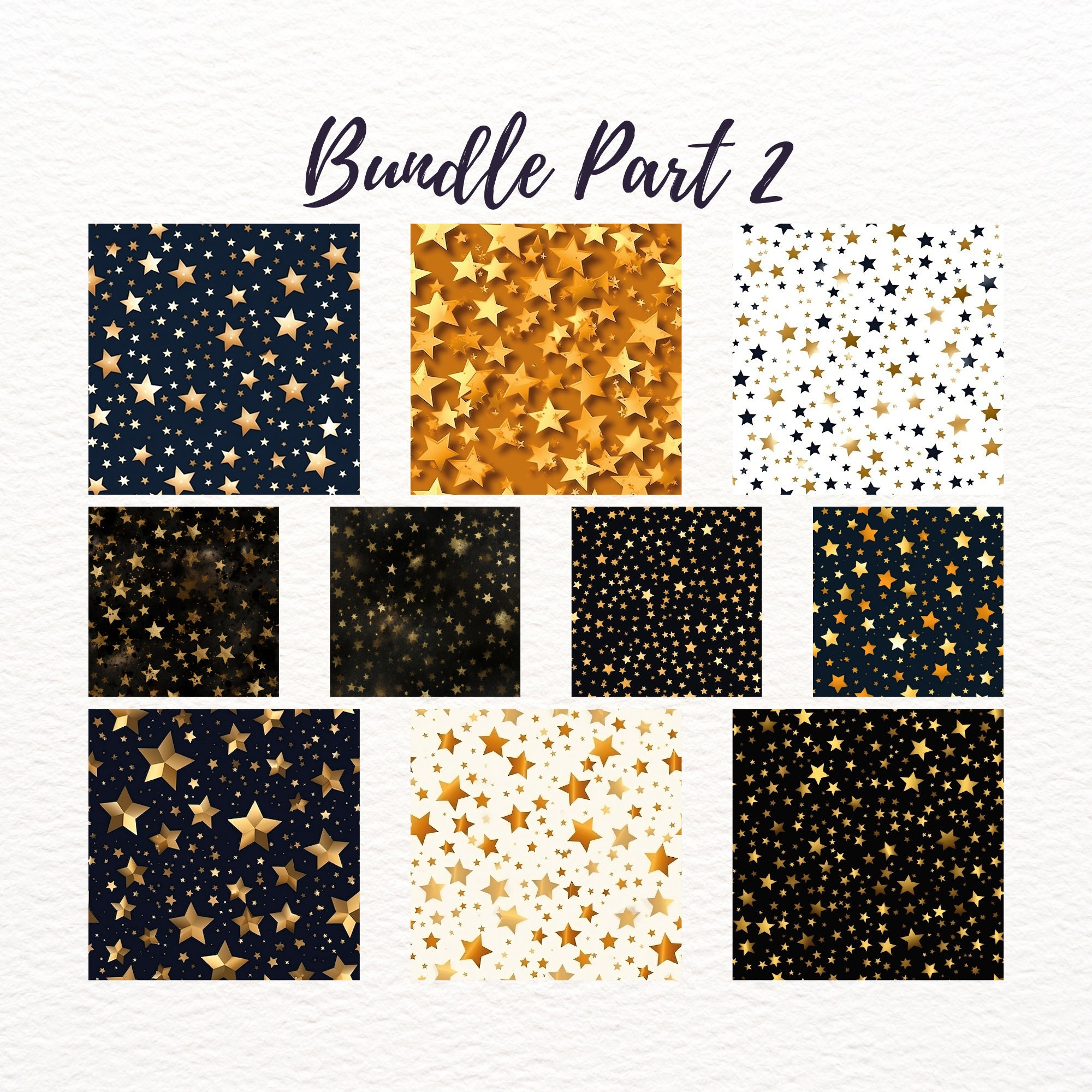 Gold Star Seamless Pattern 20 Starry Night Digital Paper Backgrounds ...