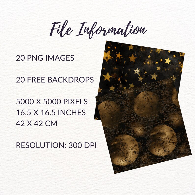 Gold Night Sky Seamless Pattern - 20 Celestial Digital Paper, Instant ...
