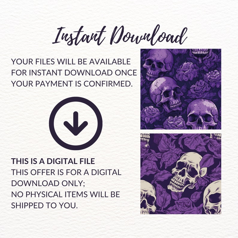 Purple Skull Seamless Pattern - 20 Gothic Skull Digital Paper ...