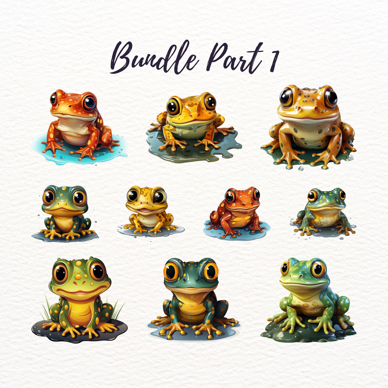 Frog Clipart Bundle - 20 Transparent PNG Images for Digital Crafting ...