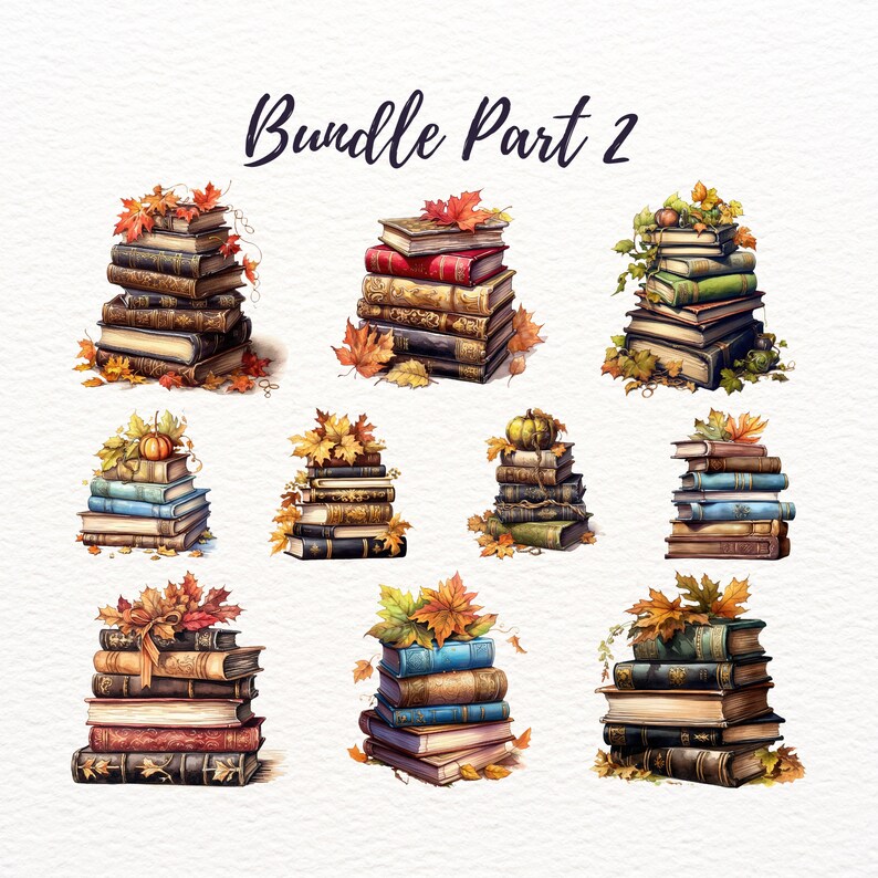Watercolor Fall Book Clipart Bundle - 20 Cozy Autumn Reading Graphics ...