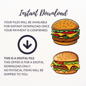 Hamburger Clipart Bundle - 20 Fast Food PNG Images for Digital ...