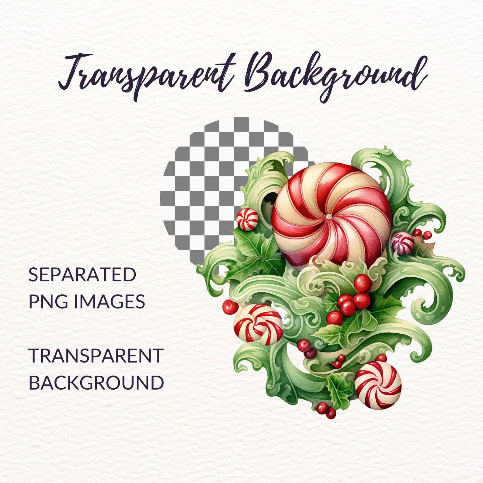 Watercolor Christmas Candy Clipart Bundle - 20 Festive Sweets ...