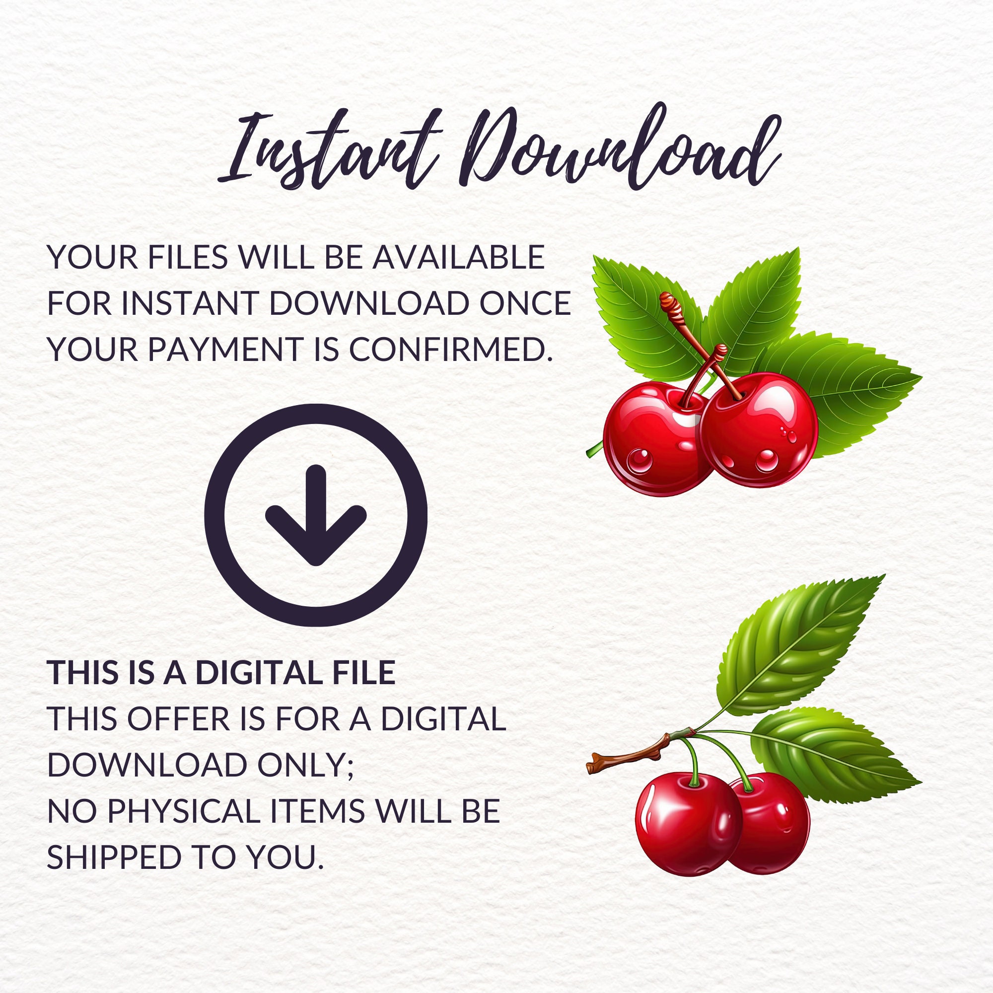 Cherry Clipart Bundle - 20 Fruit PNG Images, Sweet Red Cherry Graphics ...