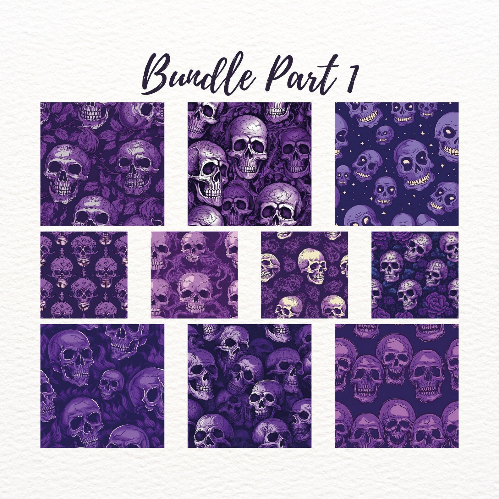 Purple Skull Seamless Pattern - 20 Gothic Skull Digital Paper ...