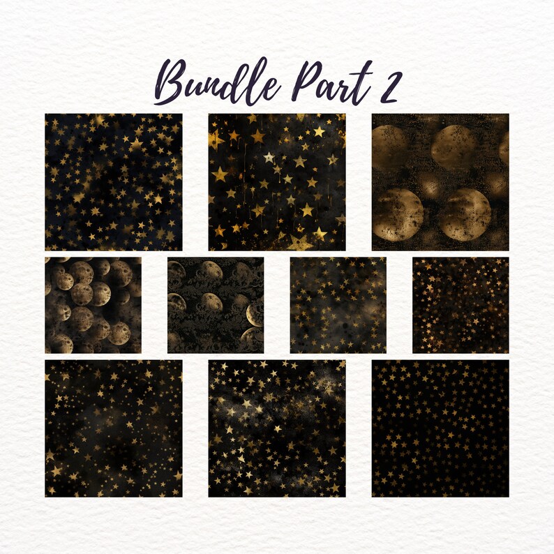 Gold Night Sky Seamless Pattern - 20 Celestial Digital Paper, Instant ...