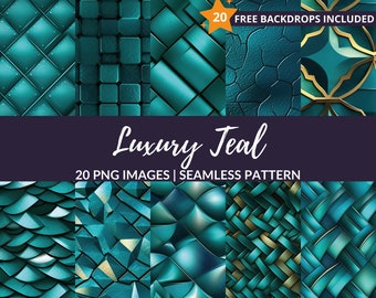 Turquoise and Silver Digital Scrapbooking Kit, Clipart and Seamless ...