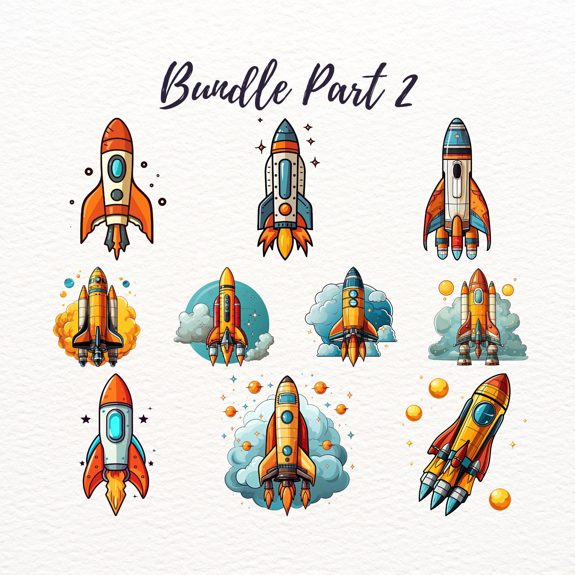 Space Rocket Clipart Bundle 20 Astronaut and Rocket Ship PNG - Etsy