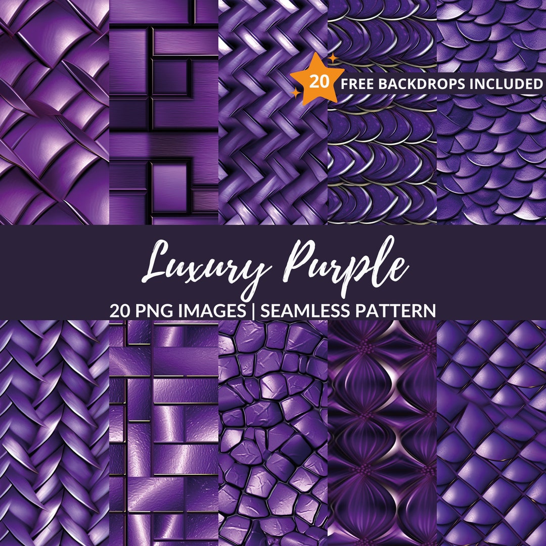 Luxury Purple Seamless Pattern - 20 PNG Glam Digital Paper, Instant ...