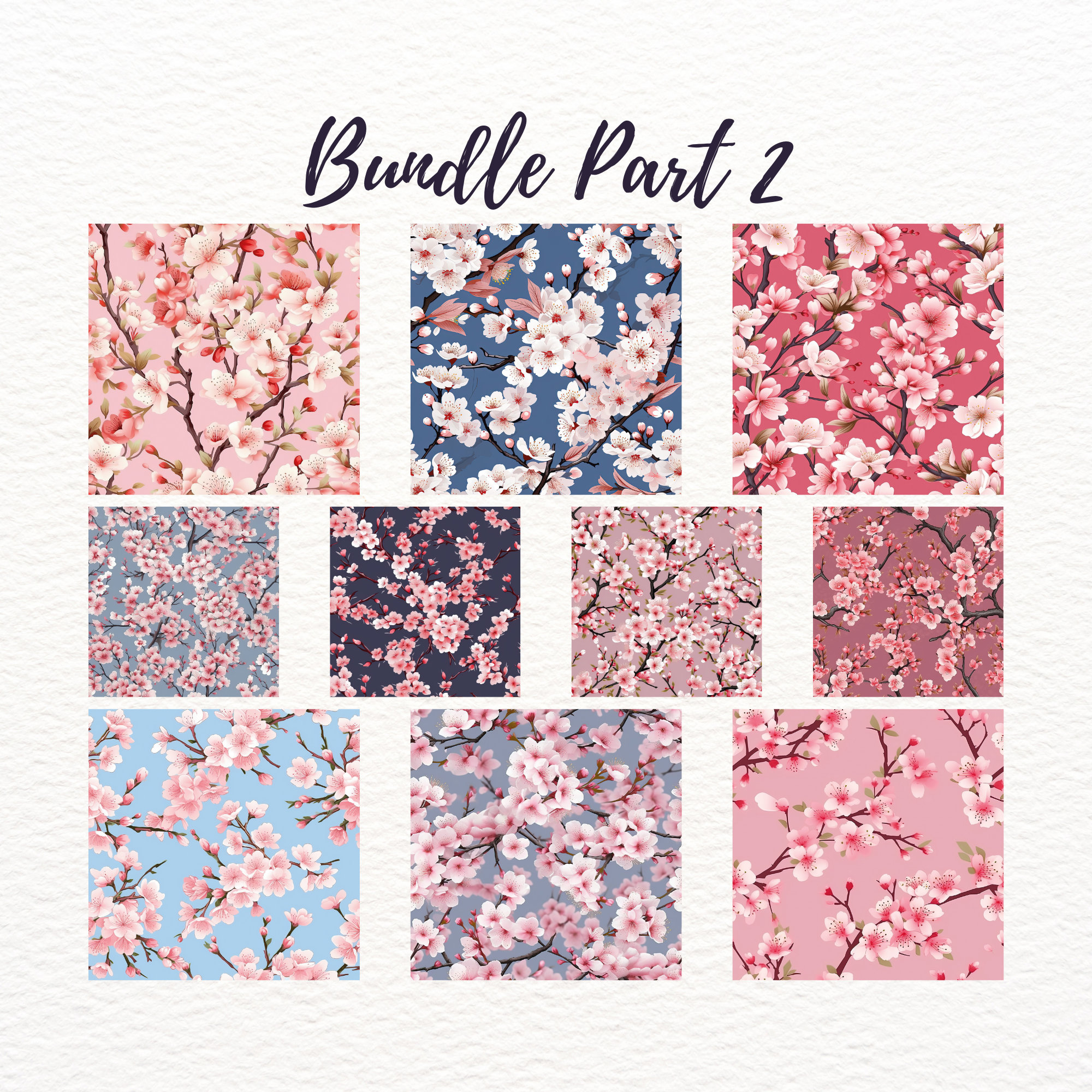 Cherry Blossom Seamless Pattern - 20 Floral Digital Paper, Japanese ...