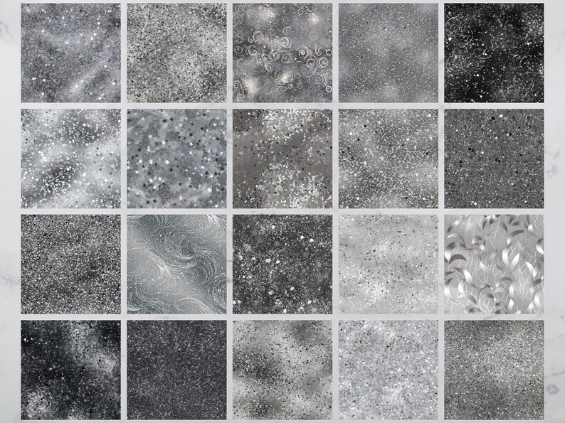 Silver Glitter Digital Paper Seamless Patterns 20 JPG - Etsy