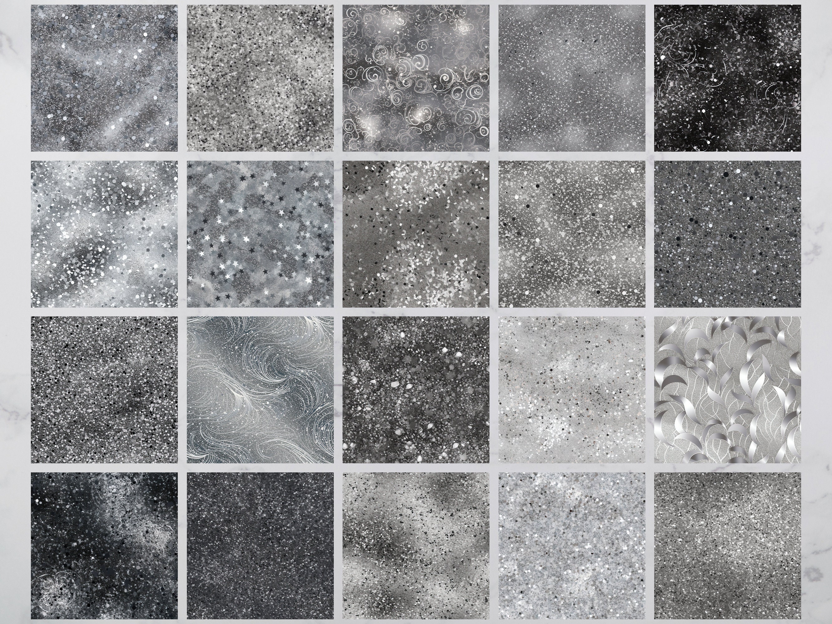 Silver Glitter Digital Paper Seamless Patterns 20 JPG - Etsy