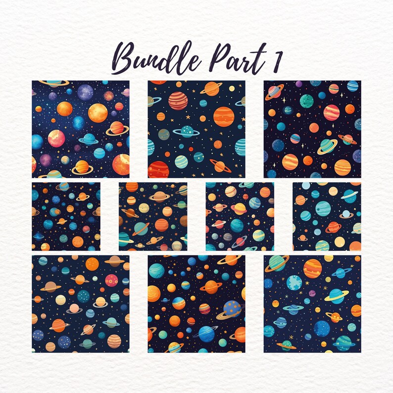 Space Planet Seamless Pattern - 20 Digital Galaxy Paper Backgrounds for ...
