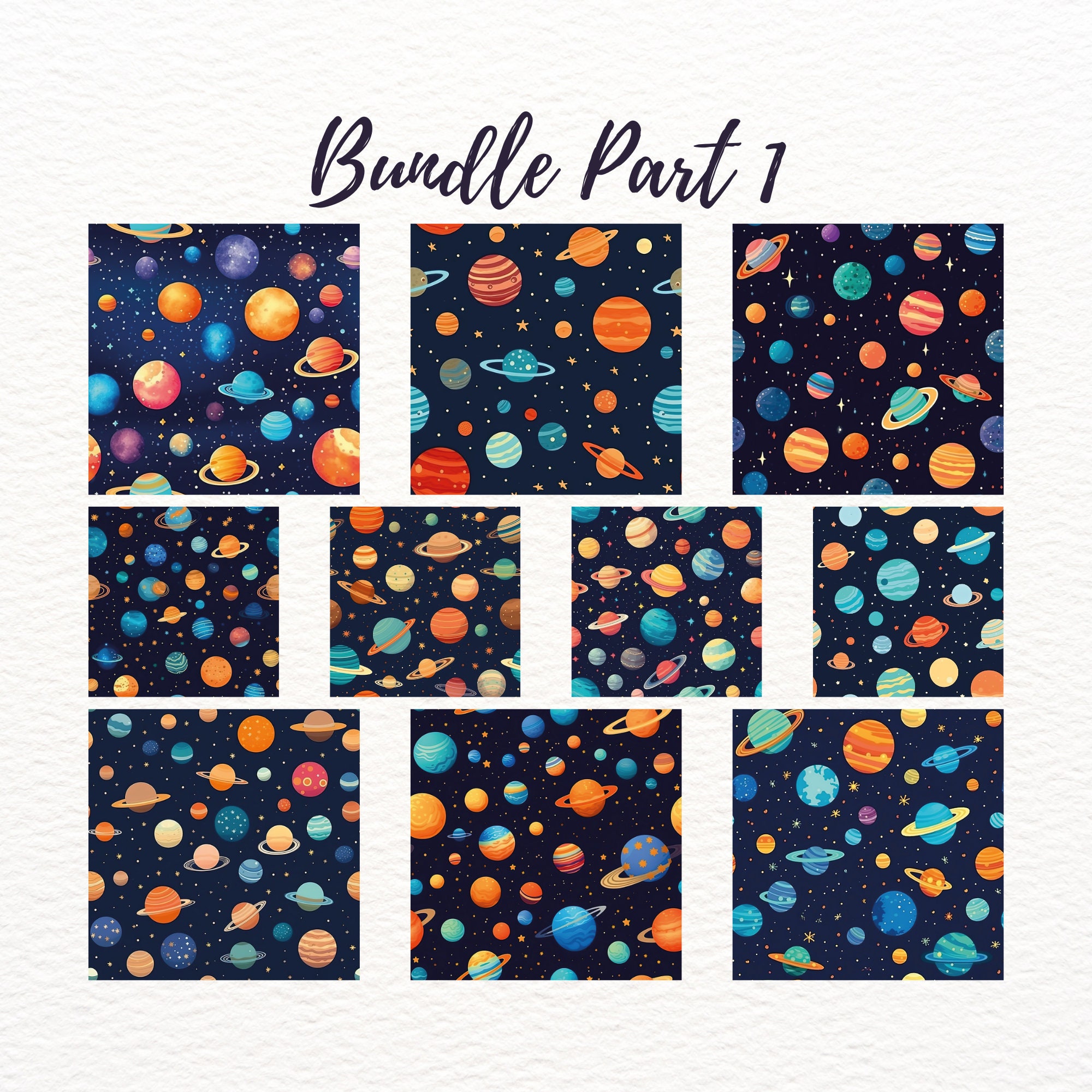 Space Planet Seamless Pattern - 20 Digital Galaxy Paper Backgrounds for ...