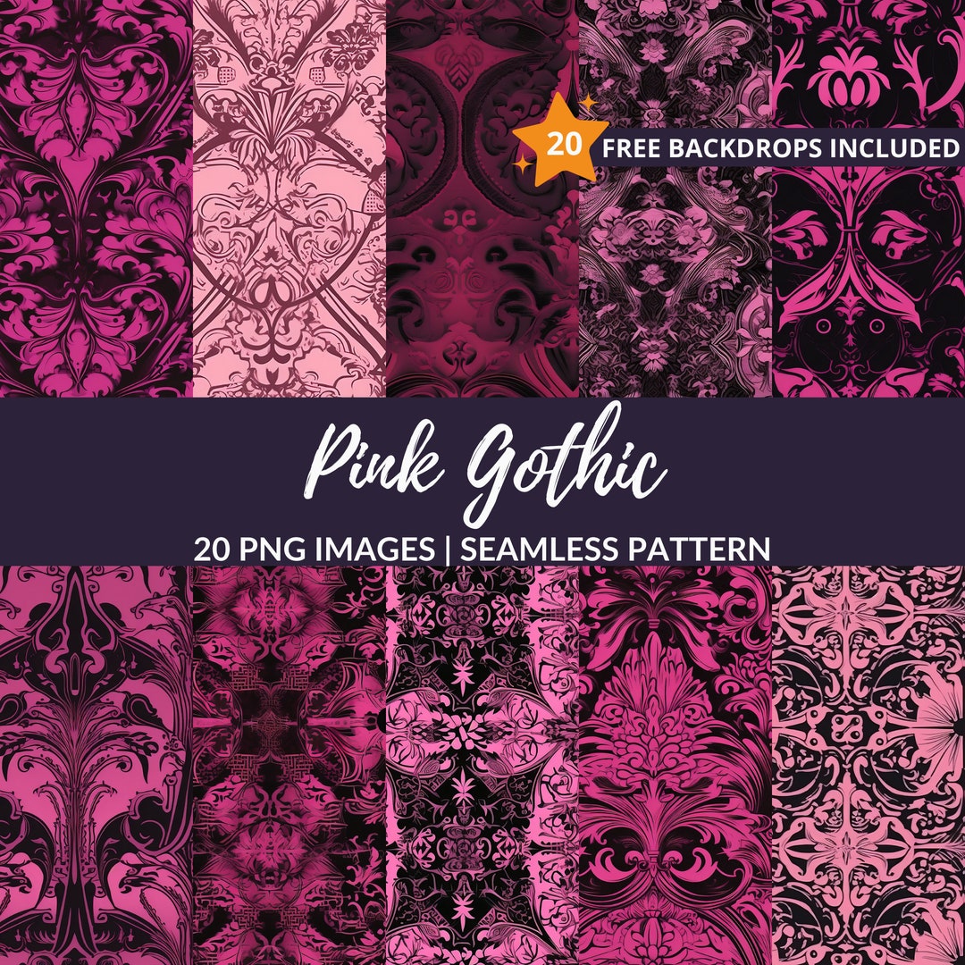 Pink Gothic Seamless Pattern - 20 Printable Pink Textures, Instant ...