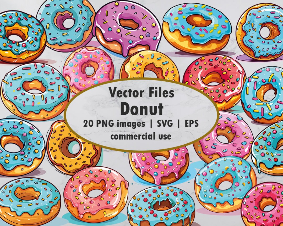 Donut Svg Bundle Vector Files 20 PNG SVG EPS Files - Etsy