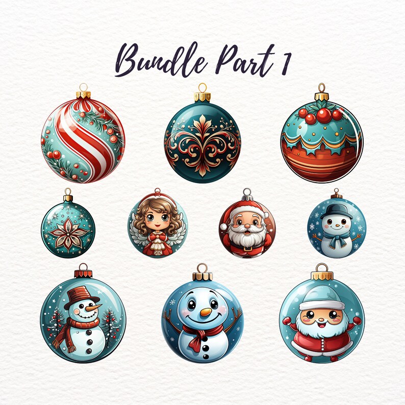 Christmas Ornament Clipart Bundle 20 Festive Holiday PNG Images ...