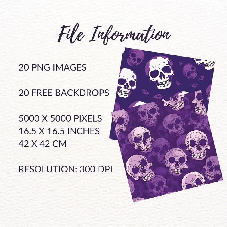 Purple Skull Seamless Pattern - 20 Gothic Skull Digital Paper ...