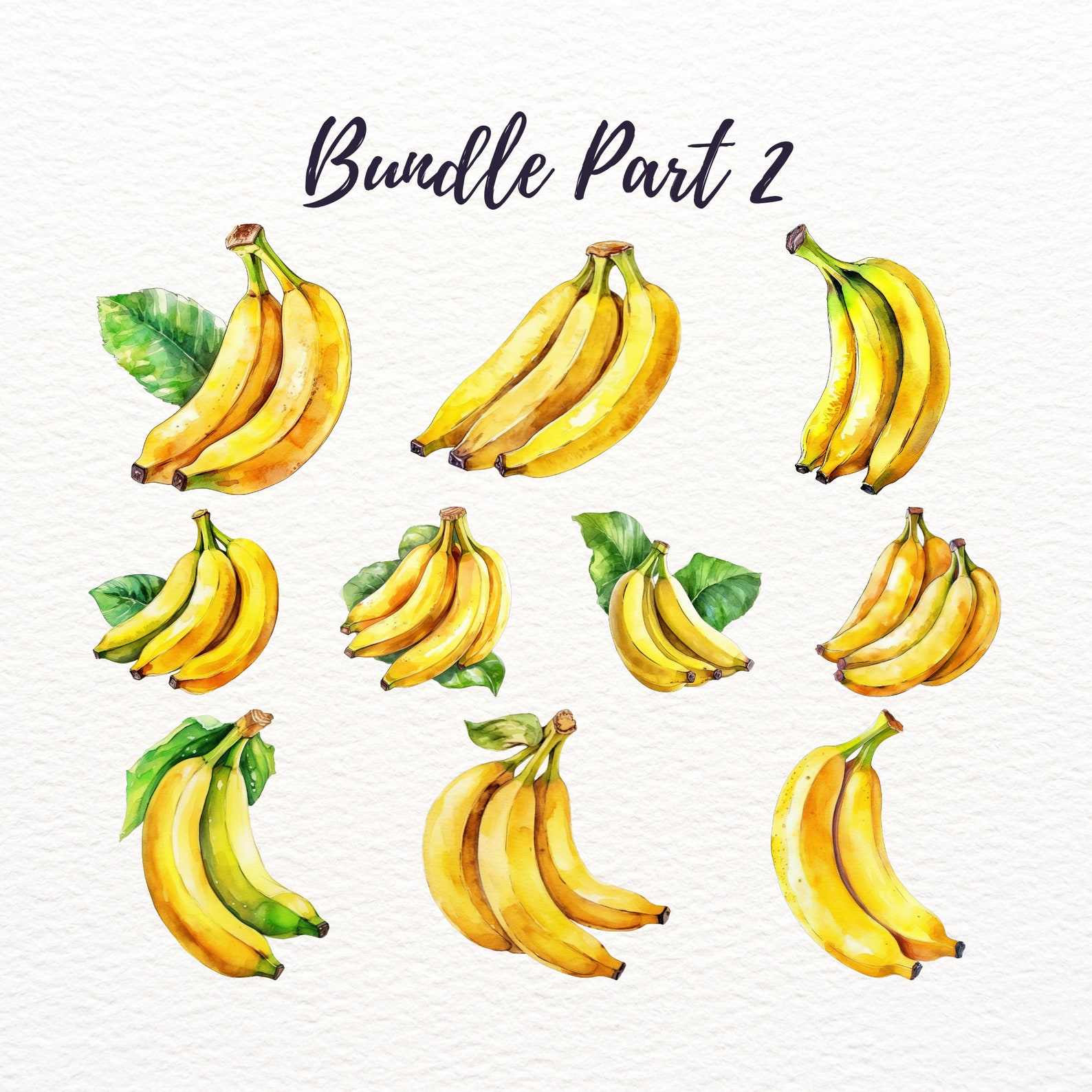 Watercolor Banana Clipart Bundle 20 Tropical Fruit PNG Digital Clip Art ...