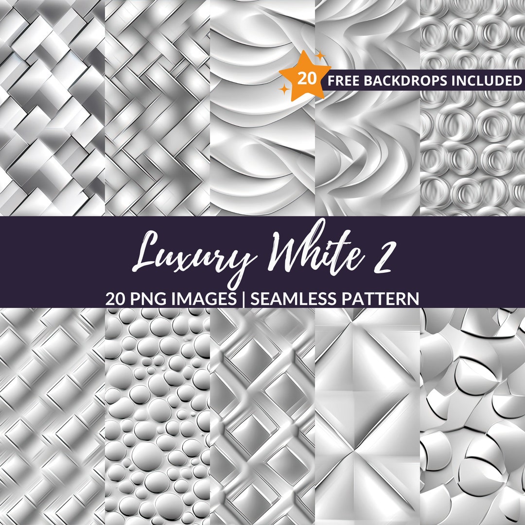 Luxury White Seamless Pattern - 20 Digital Paper Metallic Textures ...