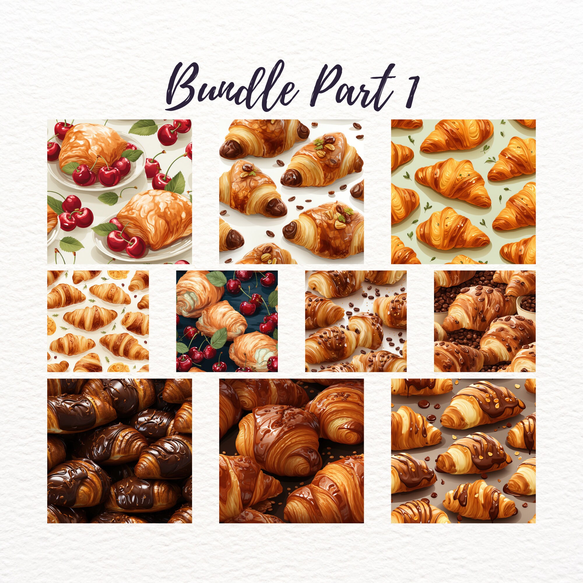 Bakery Croissant Seamless Pattern - Digital Scrapbook Paper for Food ...