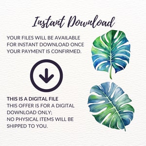Watercolor Monstera Leaf Clipart Bundle - 20 Tropical Jungle Leaves ...