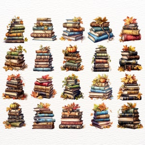 Watercolor Fall Book Clipart Bundle - 20 Cozy Autumn Reading Graphics ...