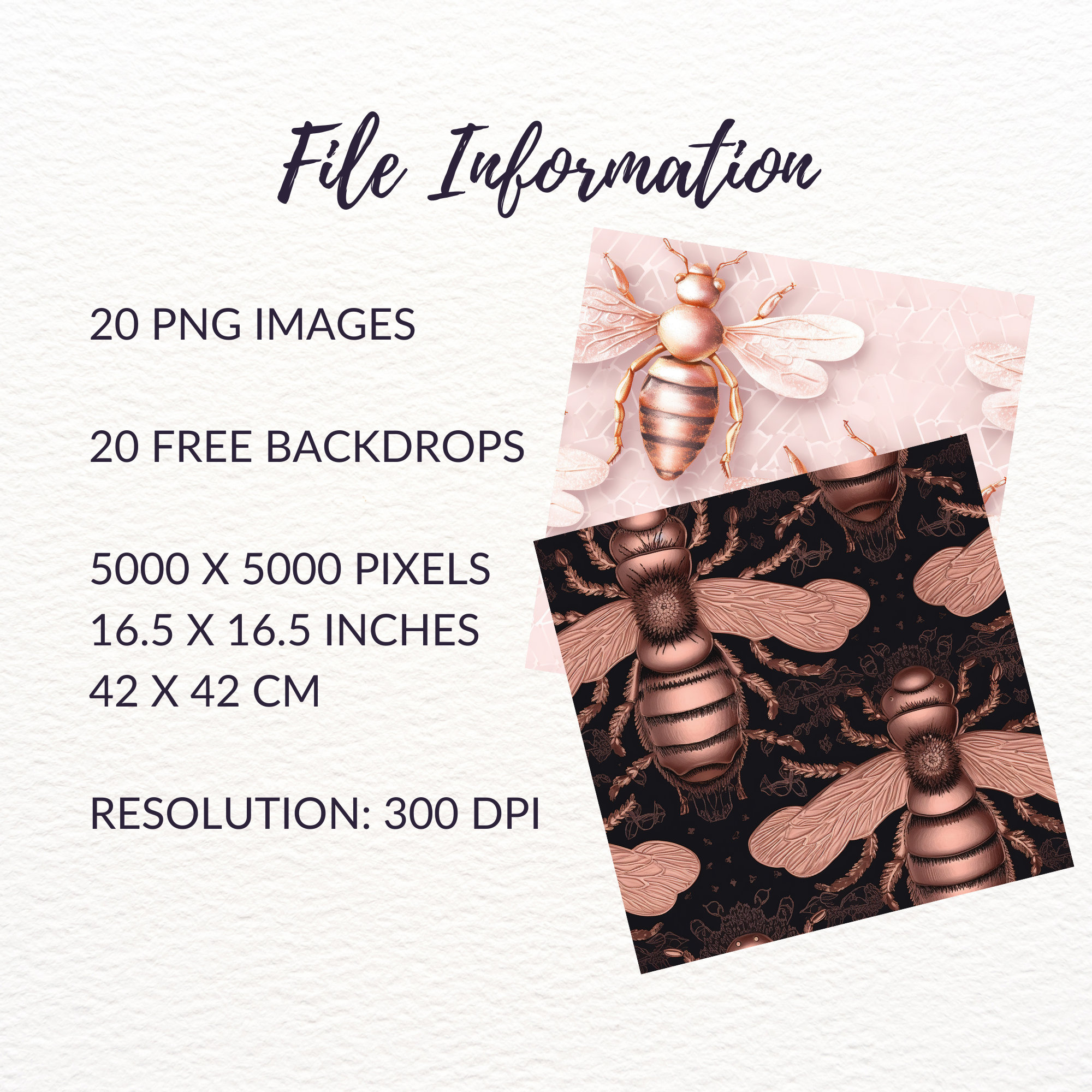 Rose & Gold Bee Seamless Pattern 20 PNG Sublimation Digital Prints ...