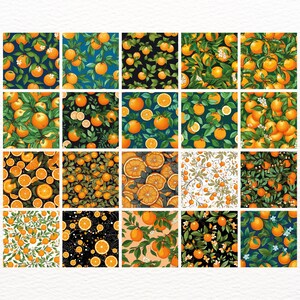 Oranges Seamless Patterns - 20 Citrus Fruit Digital Paper Backgrounds ...