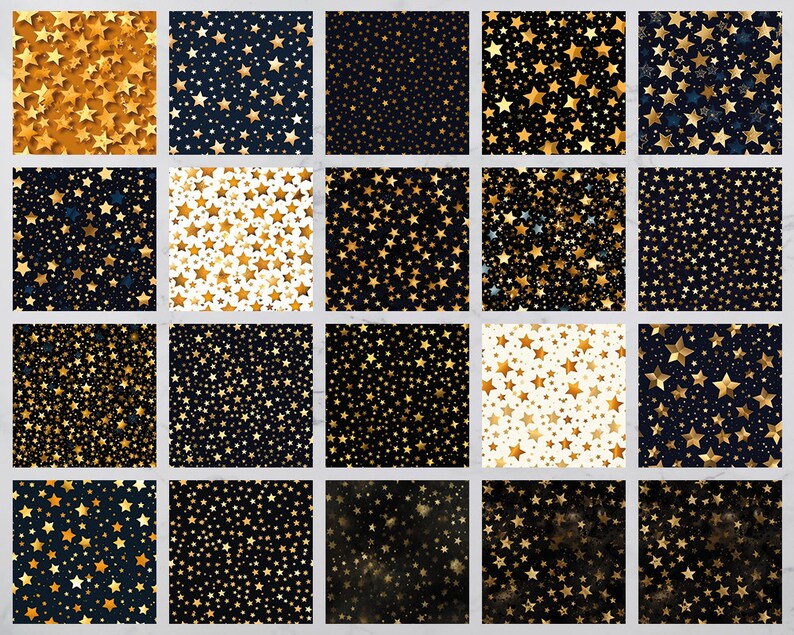 Seamless Gold Star Pattern 20 JPG Instant Download - Etsy