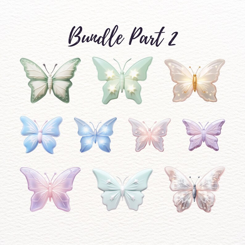 Pastel Butterfly Clipart Bundle - 20 Spring Nature Digital PNG for ...