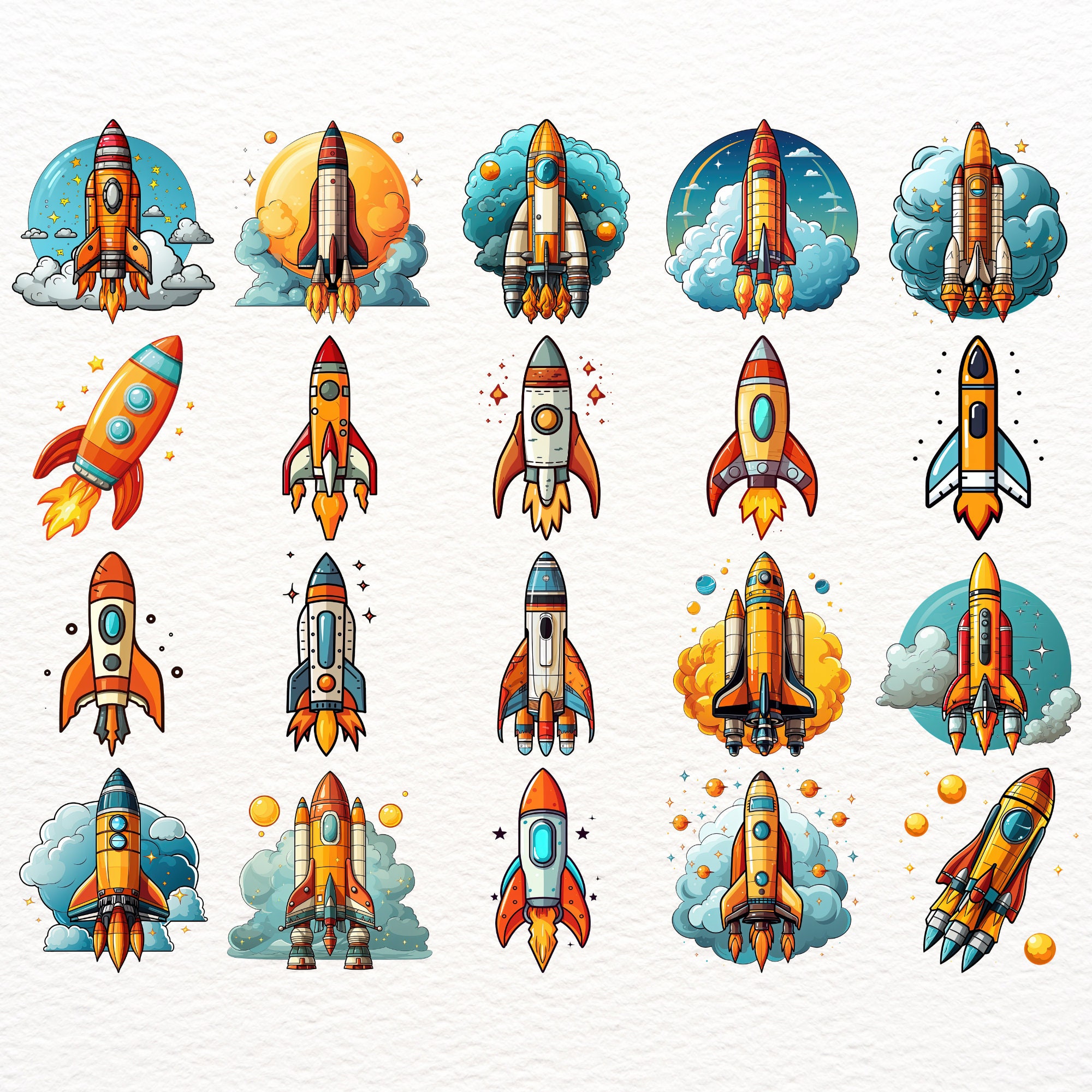 Space Rocket Clipart Bundle 20 Astronaut and Rocket Ship PNG - Etsy