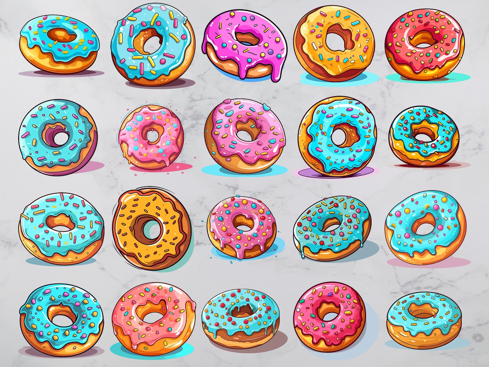 Donut Svg Bundle – Vector Files | 20 PNG, SVG, EPS Files | Instant ...