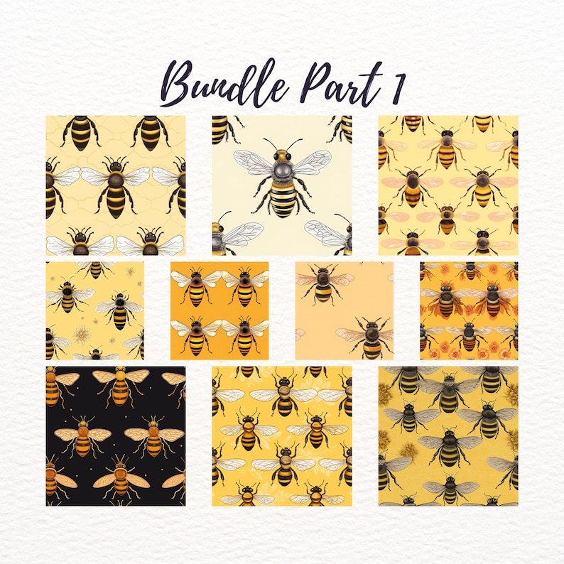 Honey Bee Seamless Pattern - 20PNG Digital Paper Backgrounds, Instant ...
