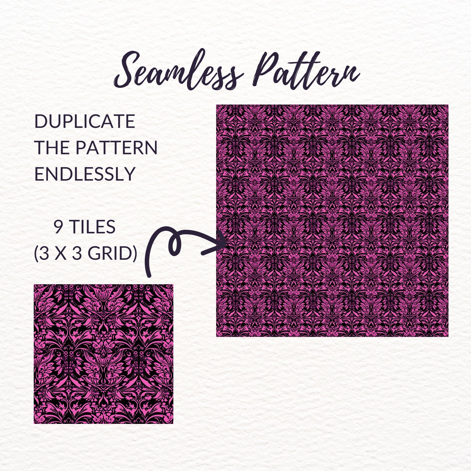 Pink Gothic Seamless Pattern - 20 PNG Halloween Scrapbooking Paper ...