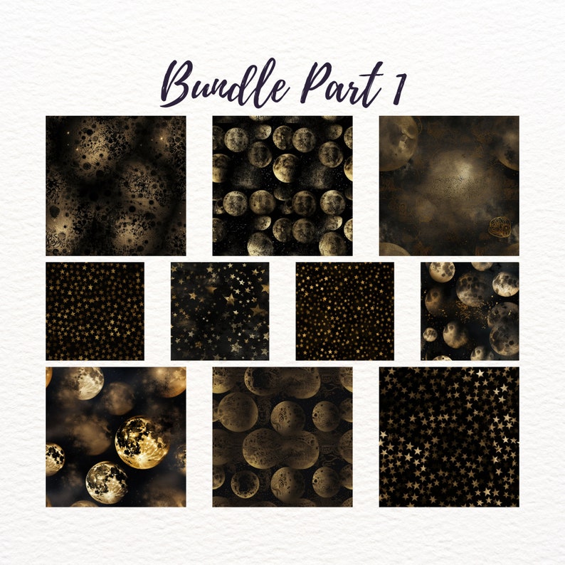 Gold Night Sky Seamless Pattern - 20 Celestial Digital Paper, Instant ...