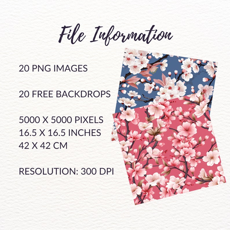 Cherry Blossom Seamless Pattern - 20 Floral Digital Paper, Japanese ...