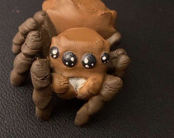 Mini Spooder Baby Jumping Spider Figure Iridescent Markings Tiny Hand ...
