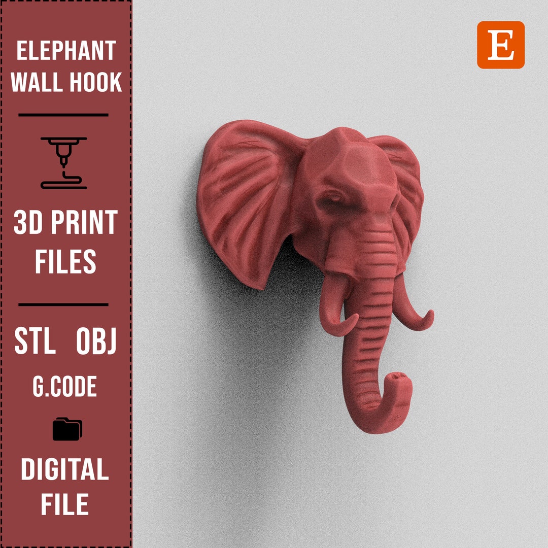Elephant Wall Hook 3D Print File, STL Files for 3D Printing, Home Decor ...