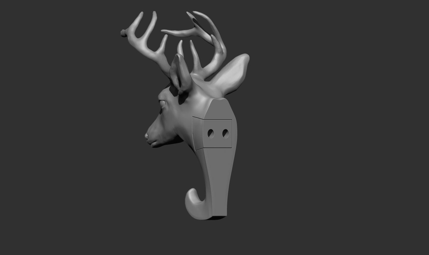 Deer Wall Hook 3D Print File, STL Files for 3D Printing, Wall Sculpture ...
