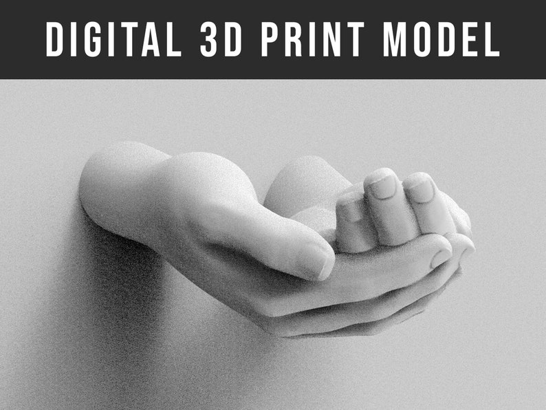 STL File for 3D Printing, Hand Sculpture 3D Model, Two Hands Wall Decor ...